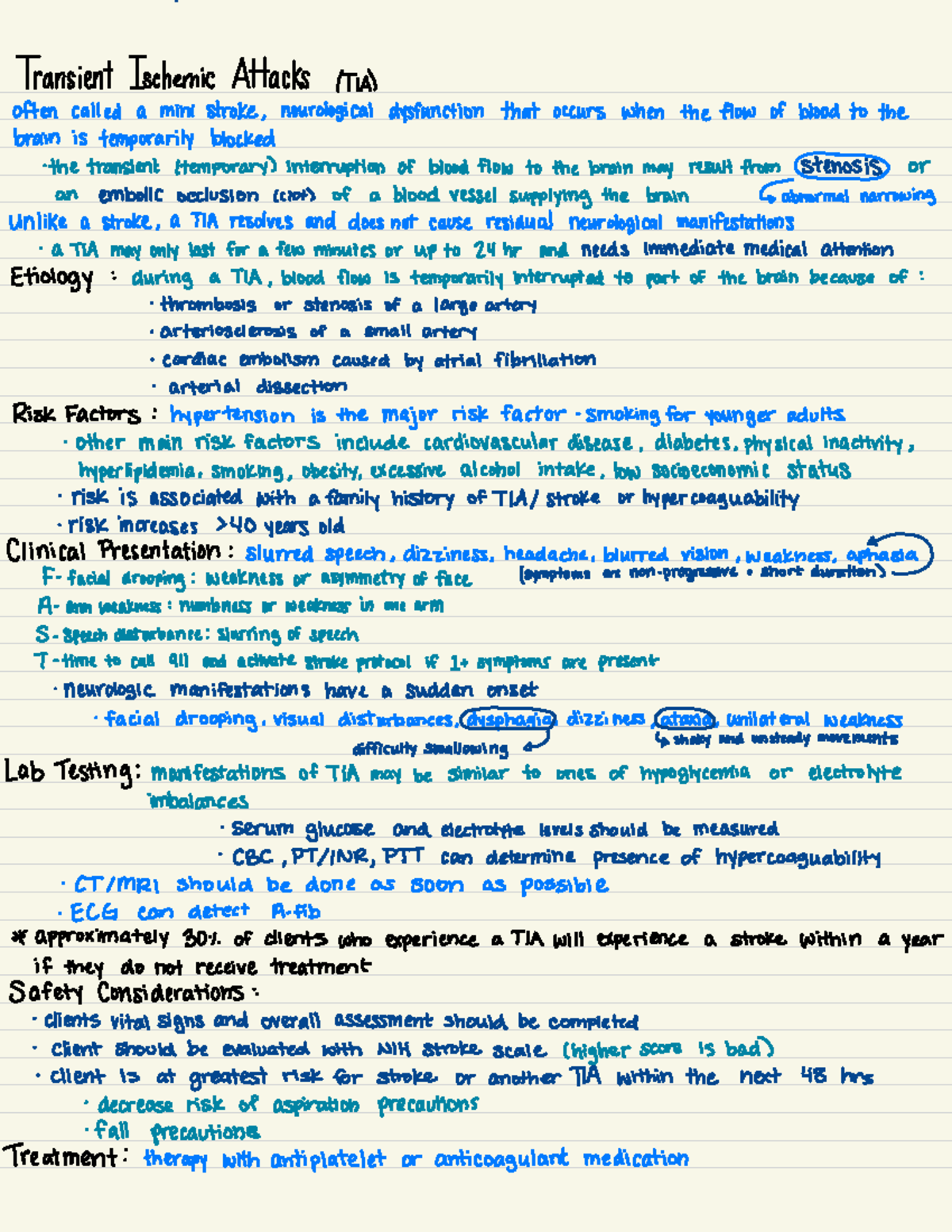 TIA - Tia notes - ansen scienc ACS TIA) often called a mini stroke ...