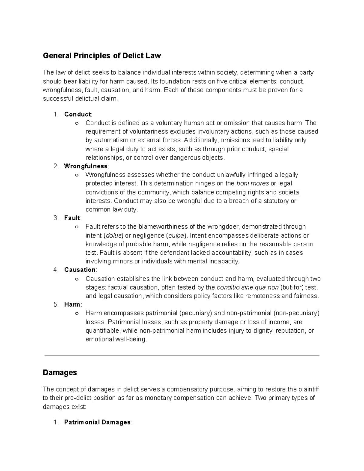 Delict LAW Notes FOR EXAM 2024 - General Principles of Delict Law The ...