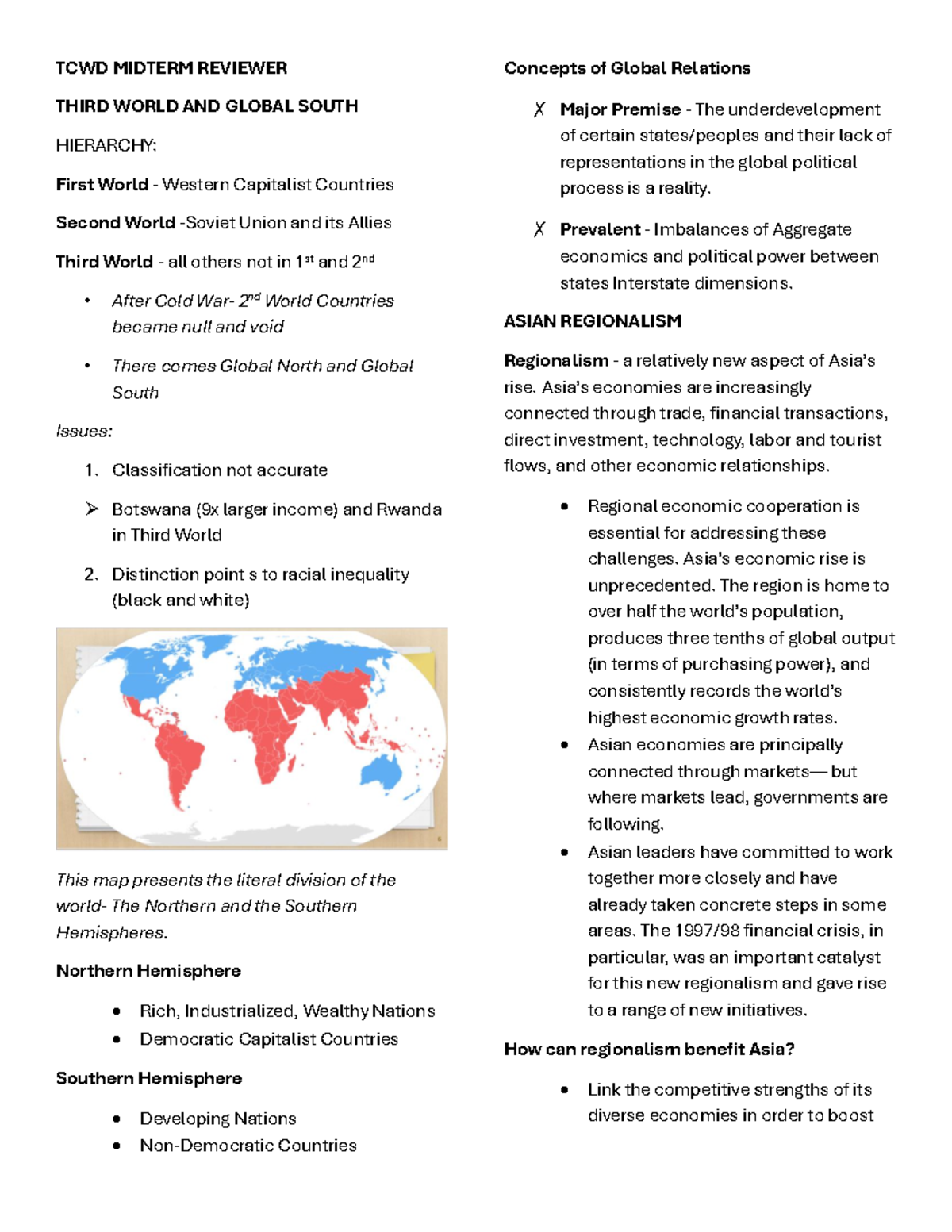 TCWD Midterm Reviewer - TCWD MIDTERM REVIEWER THIRD WORLD AND GLOBAL ...