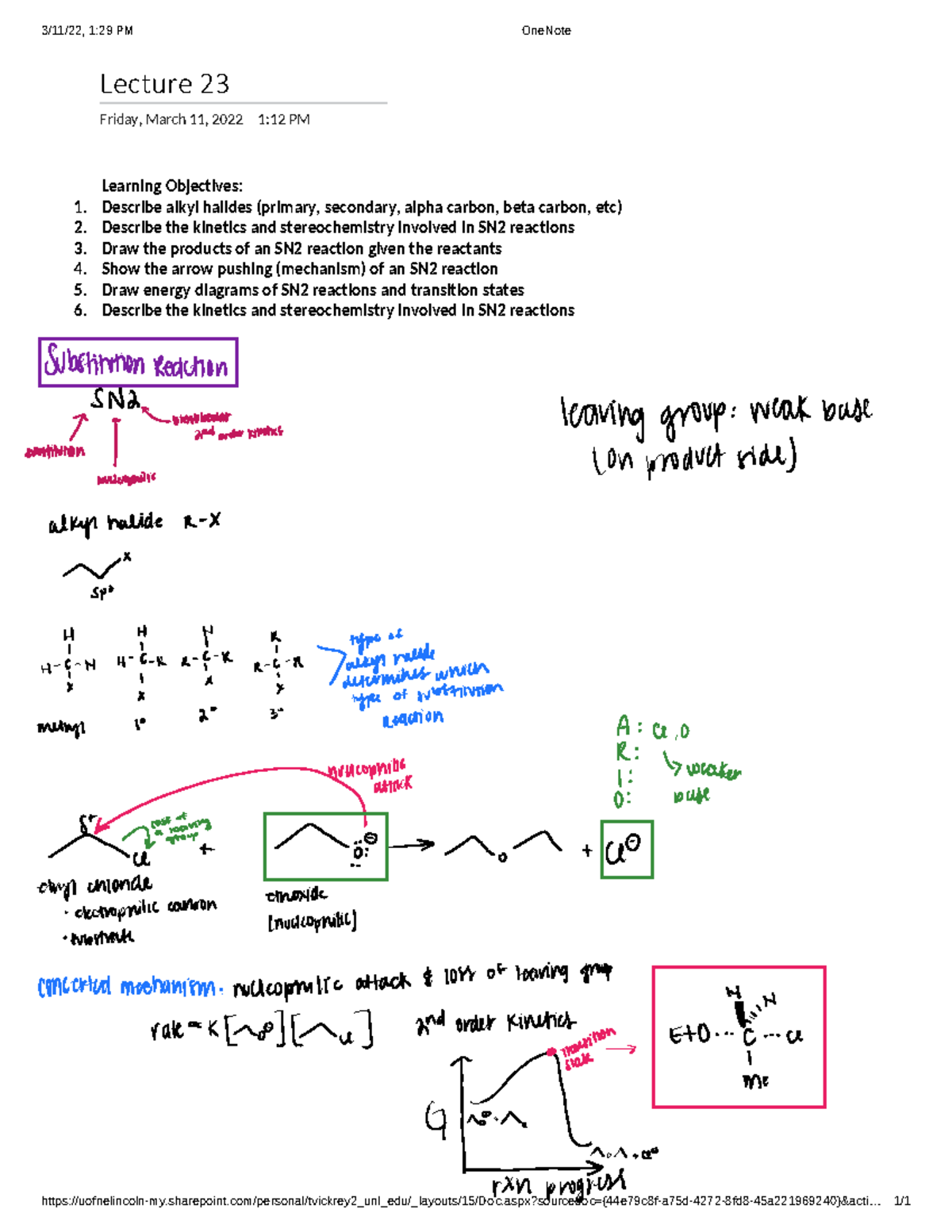 O Chem Unit 3 - Dr Vickrey Notes - 3/11/22, 1:29 PM OneNote - Studocu