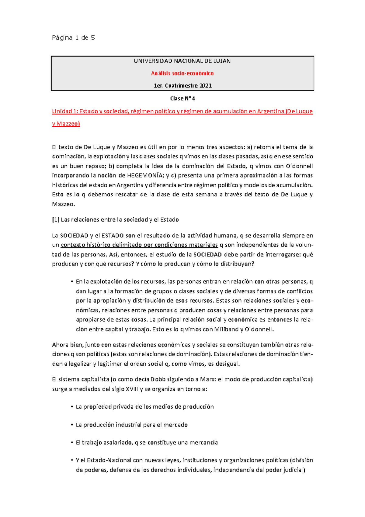 ASE CA - clase 4 - De Luque-Mazzeo - Página 1 de 5 UNIVERSIDAD NACIONAL ...