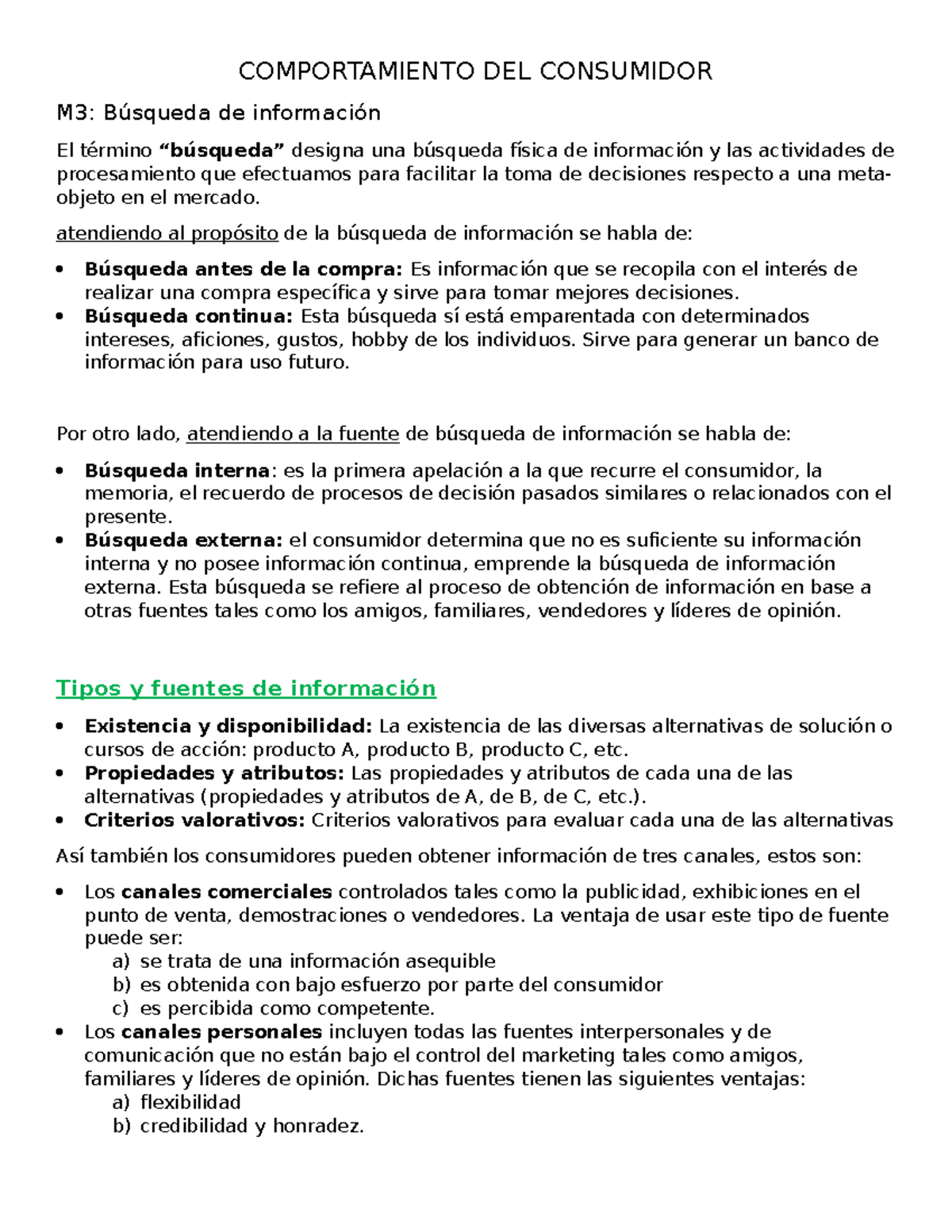 Comportamiento DEL Consumidor - COMPORTAMIENTO DEL CONSUMIDOR M3: Búsqueda de información El ...