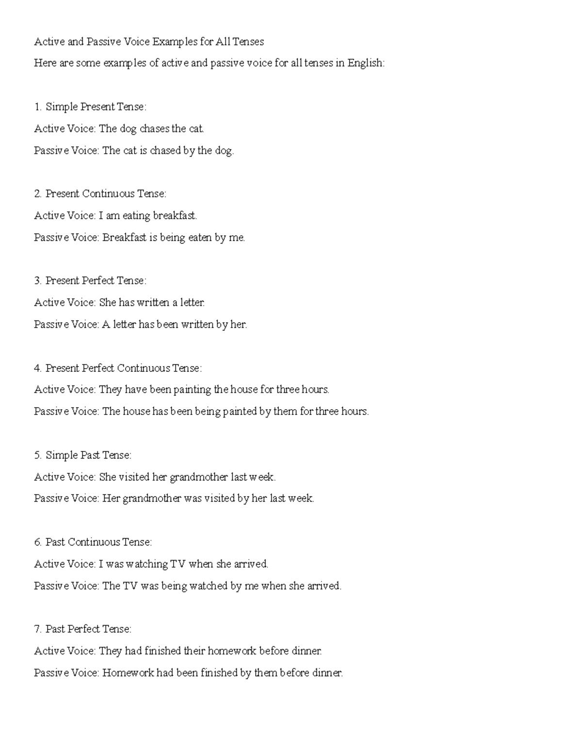 Active and Passive Voice Test - Active and Passive Voice Examples for ...