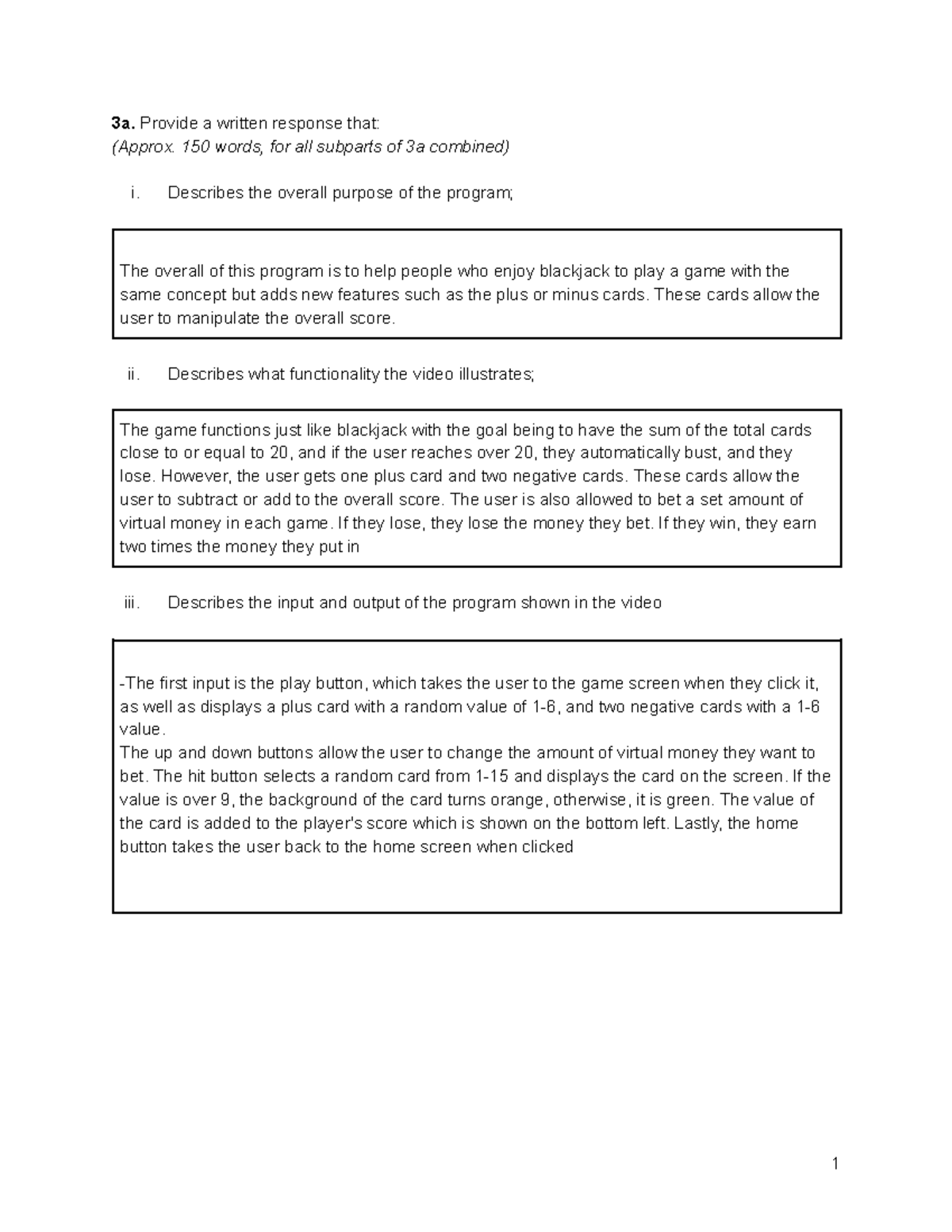 Copy of Create Performance Task Written Response - 3a. Provide a ...