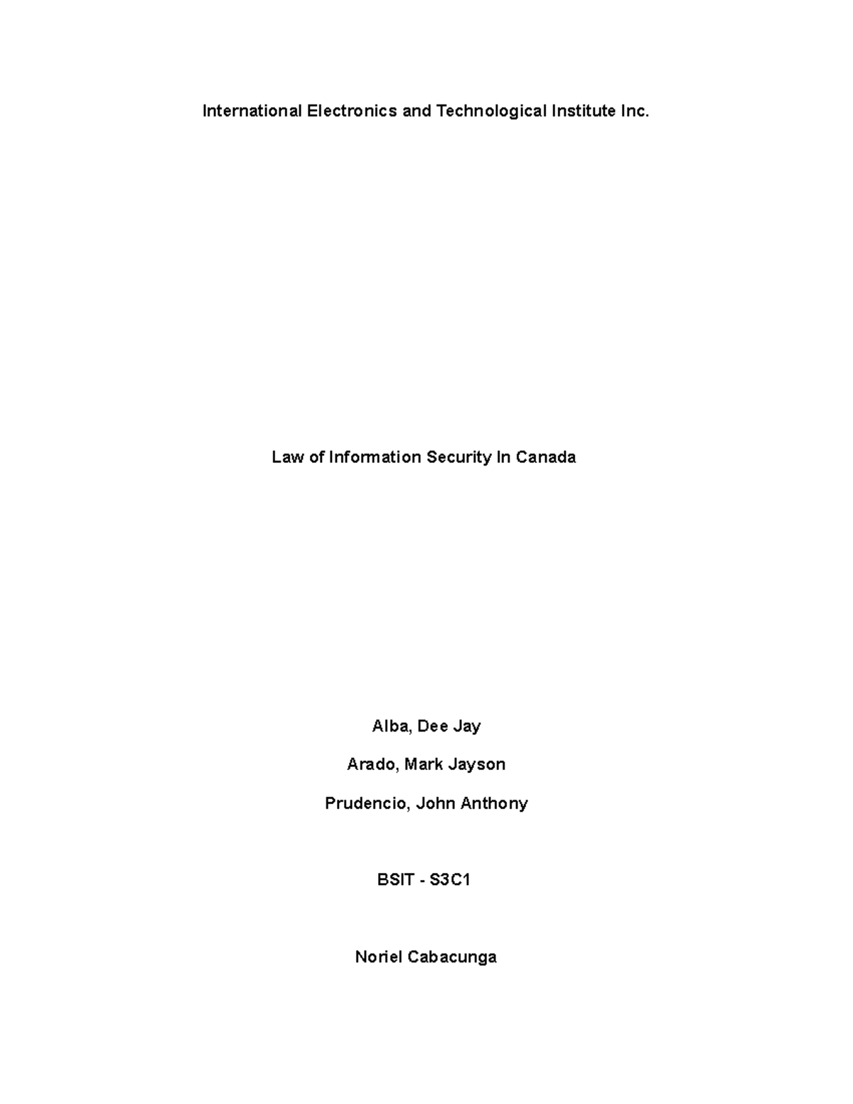 Information Security Canada Group 3 International Electronics And information-security-canada-group-3-international-electronics-and
