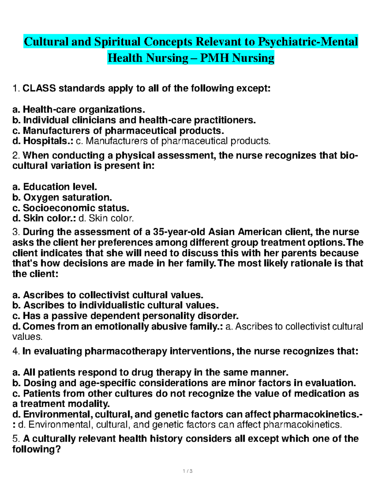 Cultural and Spiritual Concepts Relevant to Psychiatric-Mental Health ...