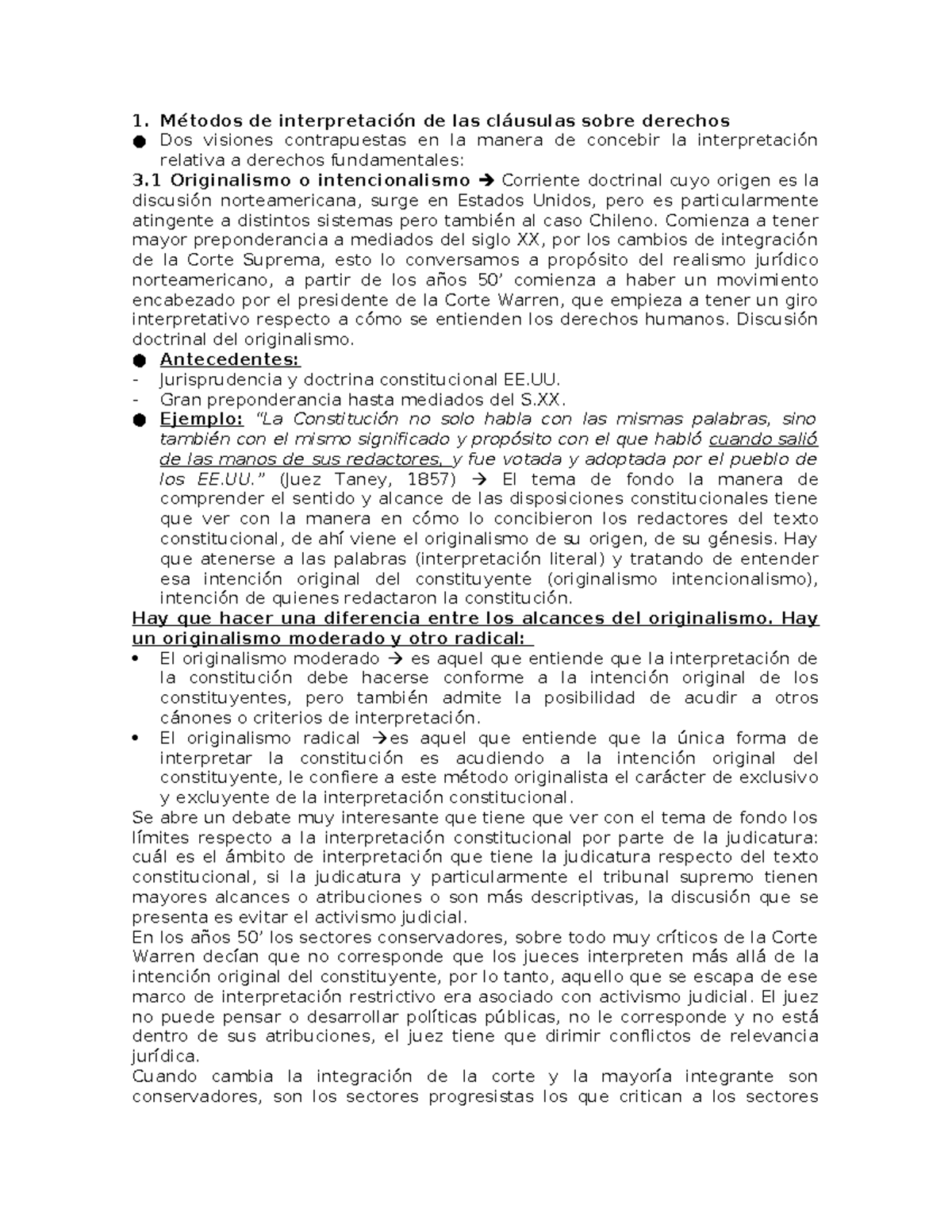 10 y 15 - awer - Métodos de interpretación de las cláusulas sobre derechos Dos visiones - Studocu