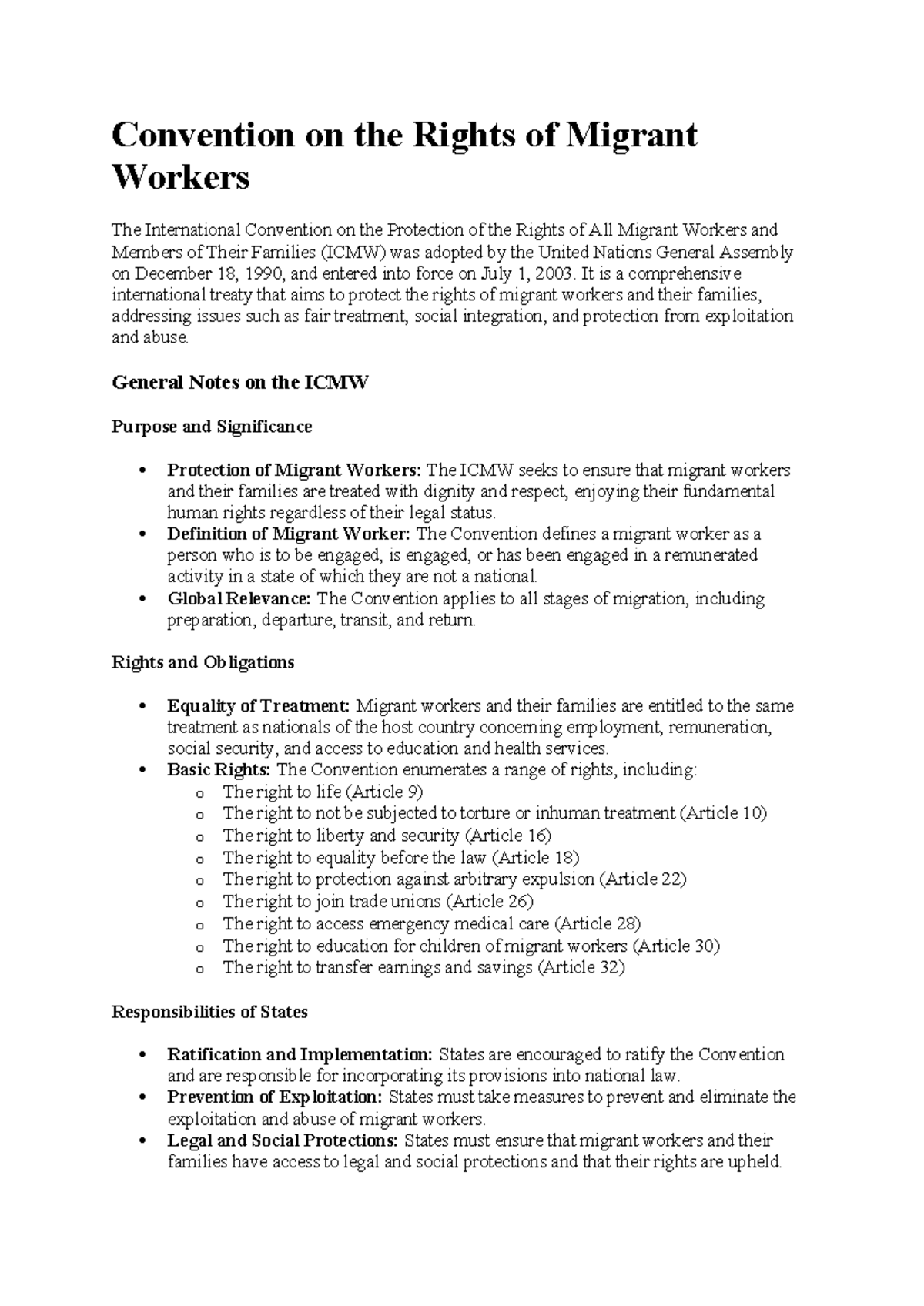 People Movement International Laws - Convention on the Rights of ...