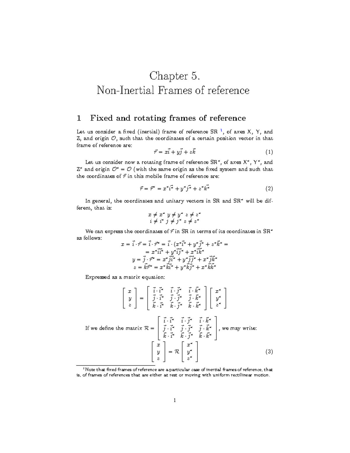 Latex notes Chapter 5 Non-inertial frames of reference - Chapter 5. Non ...
