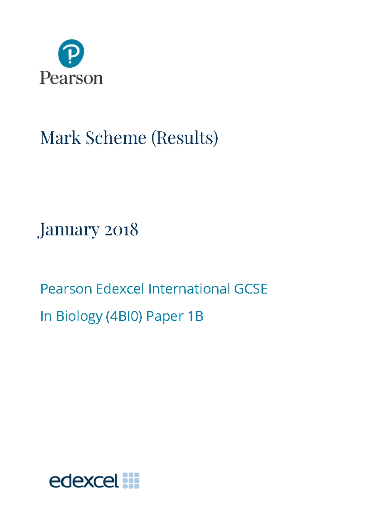 Biology 2018 P1 MS - Bio - Mark Scheme (Results) January 2018 Pearson ...
