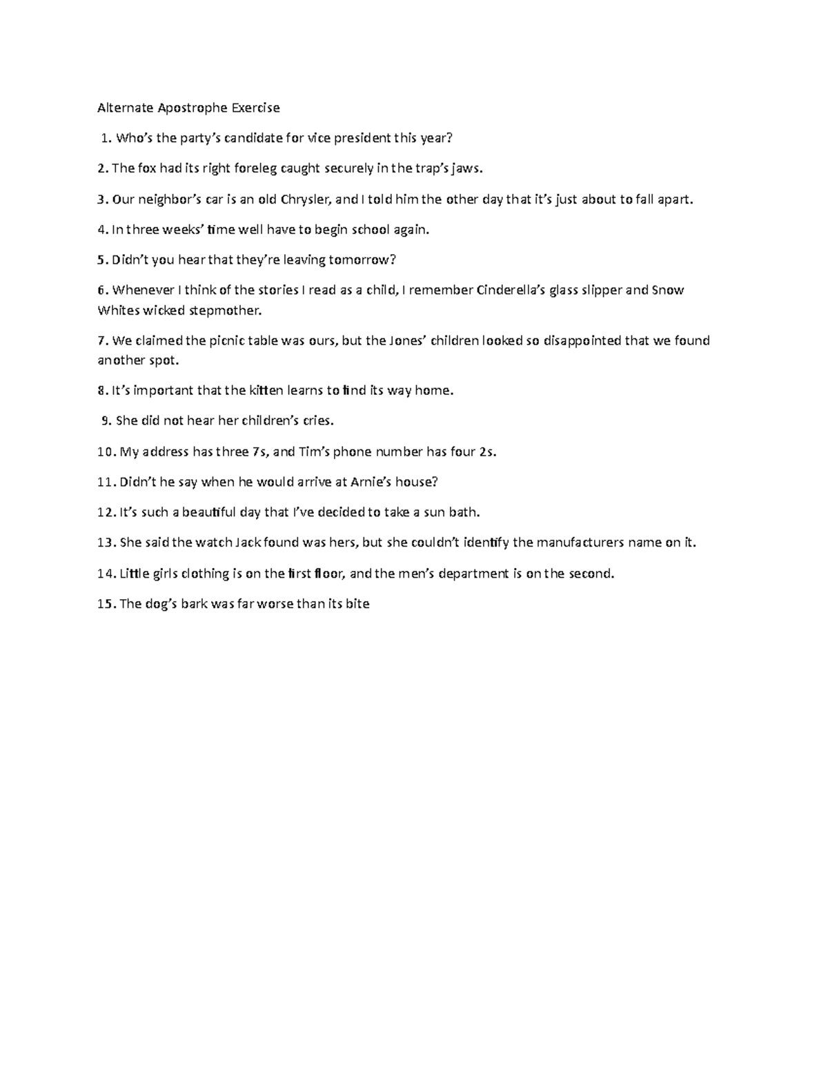 Writ apostrophe practice questions basic - Alternate Apostrophe ...