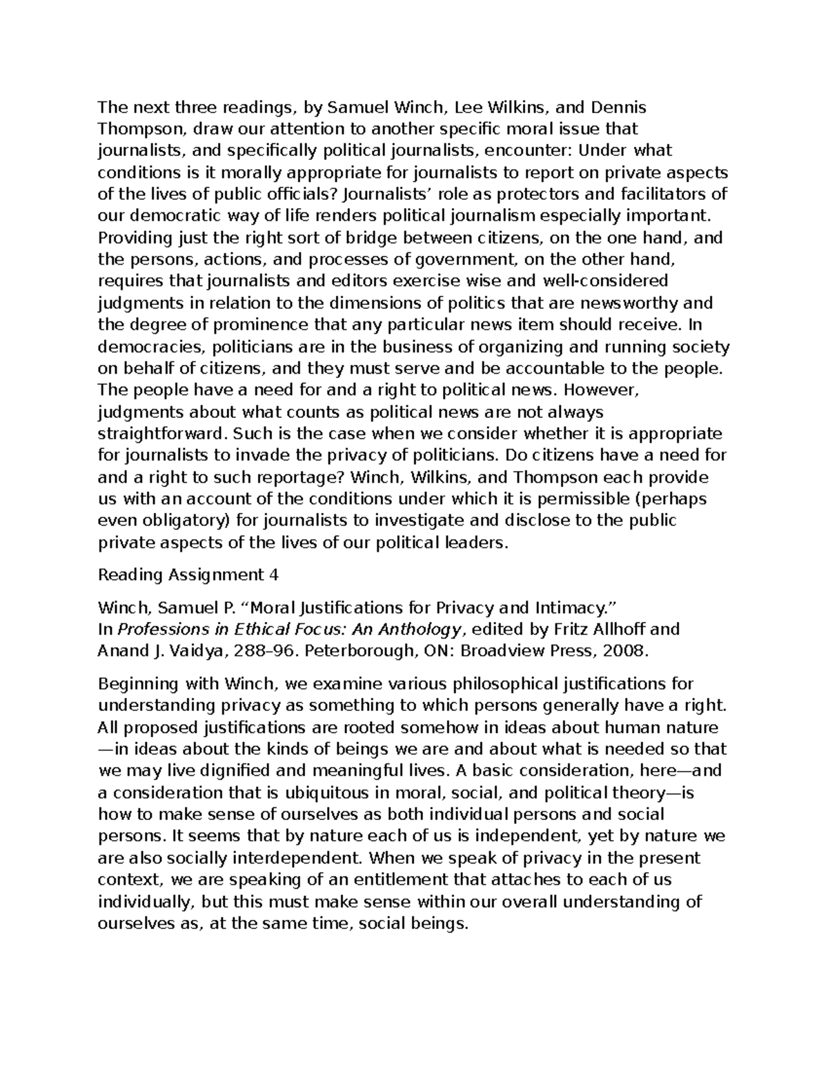 Doc 1 - Summary of philosophy notes - The next three readings, by ...