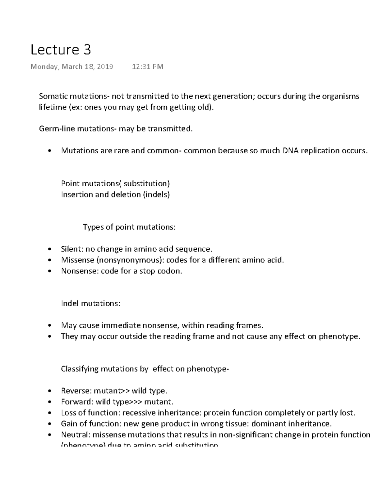 Lecture 3 Warning Tt Undefined Function 32 Somatic Mutations Not Transmitted To The Next