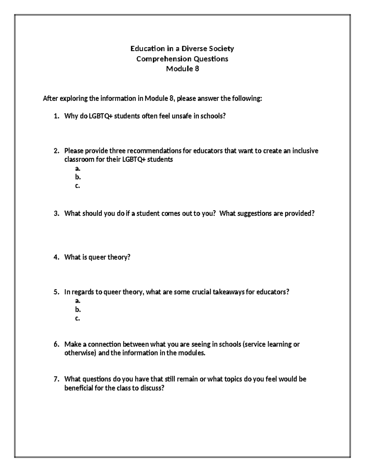 Module 8Comprehension Questions - Education in a Diverse Society ...