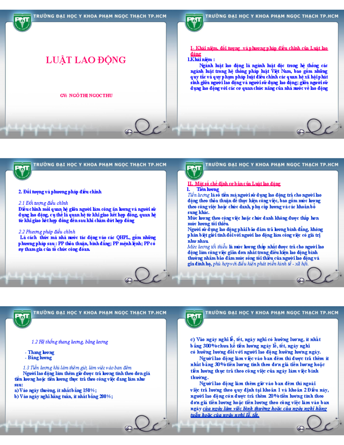 BAI LUAT LAO DONG - work hard - LUẬT LAO ĐỘNG GV: NGÔ THỊ NGỌC THU I- Khái niệm, đối tượng và ...