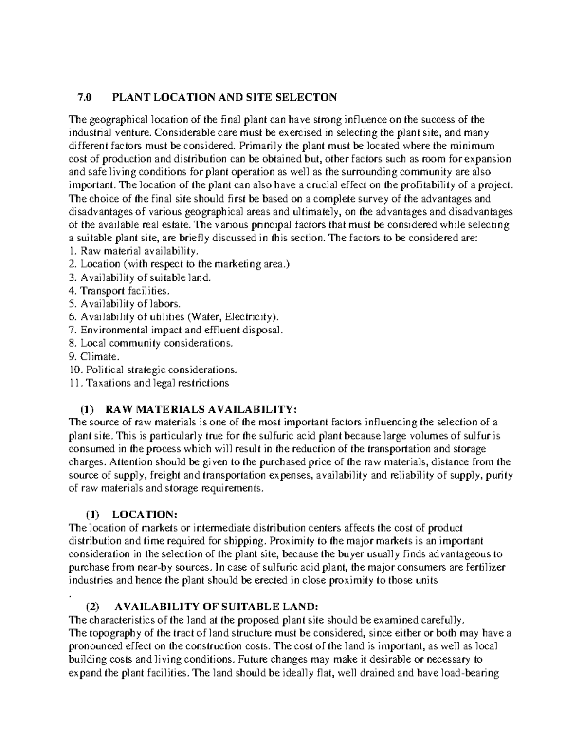 Plant Location and layouts - 7 PLANT LOCATION AND SITE SELECTON The ...