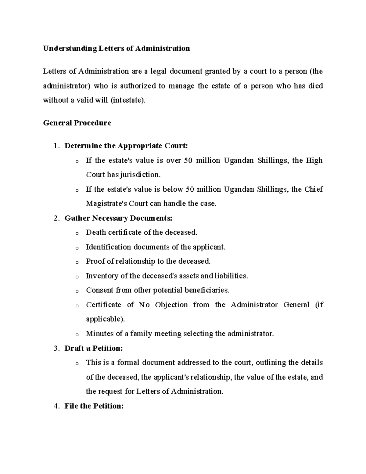 Understanding Letters of Administration - General Procedure 1 ...