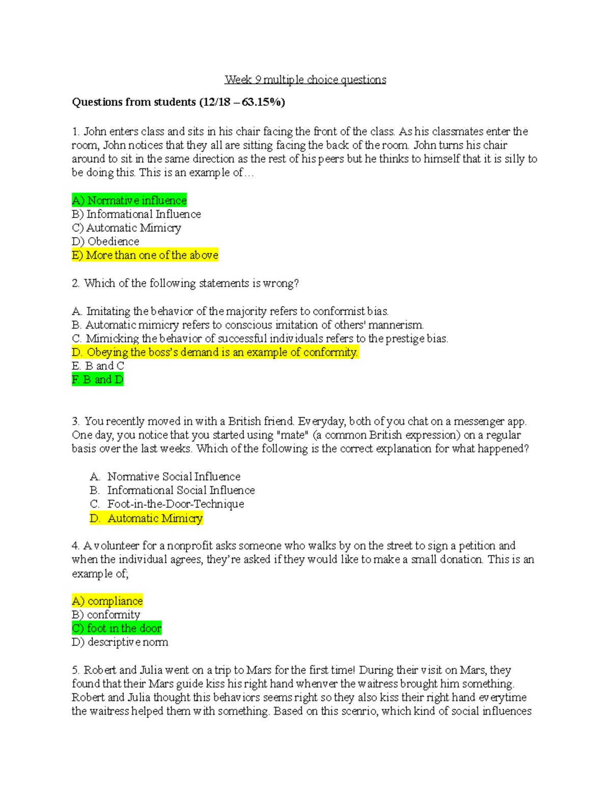 Week 9 multiple choice questions - Week 9 multiple choice questions ...