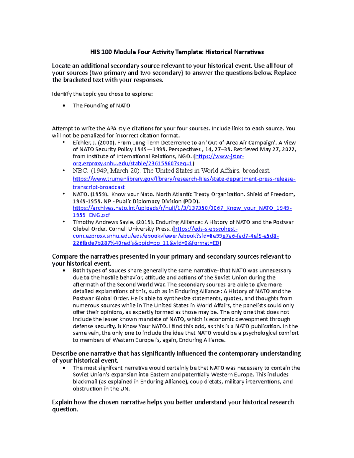 Activity 4-2 - HIS 100 Module Four Activity Template: Historical ...