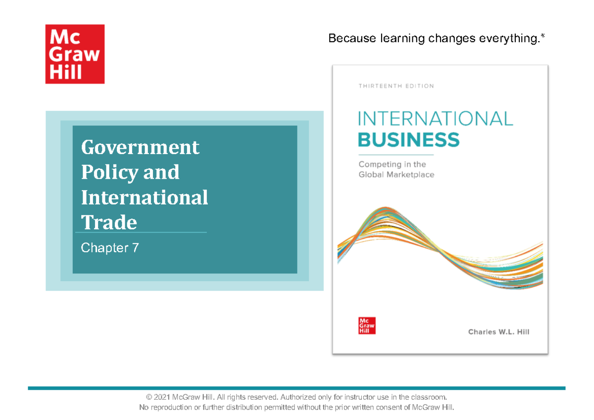 Hill IB13e Ch07 PPT Government Policy and International Trade ...