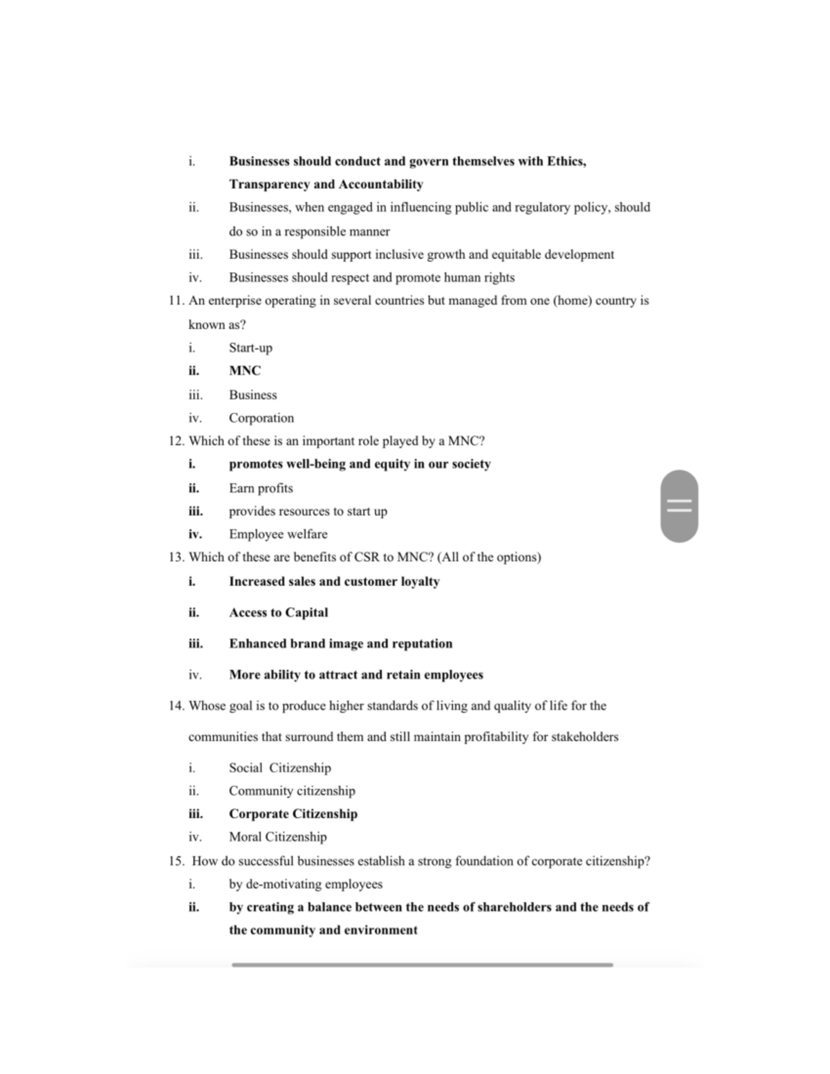 Csr - Most important CSR multiple choice questions with answers for ...