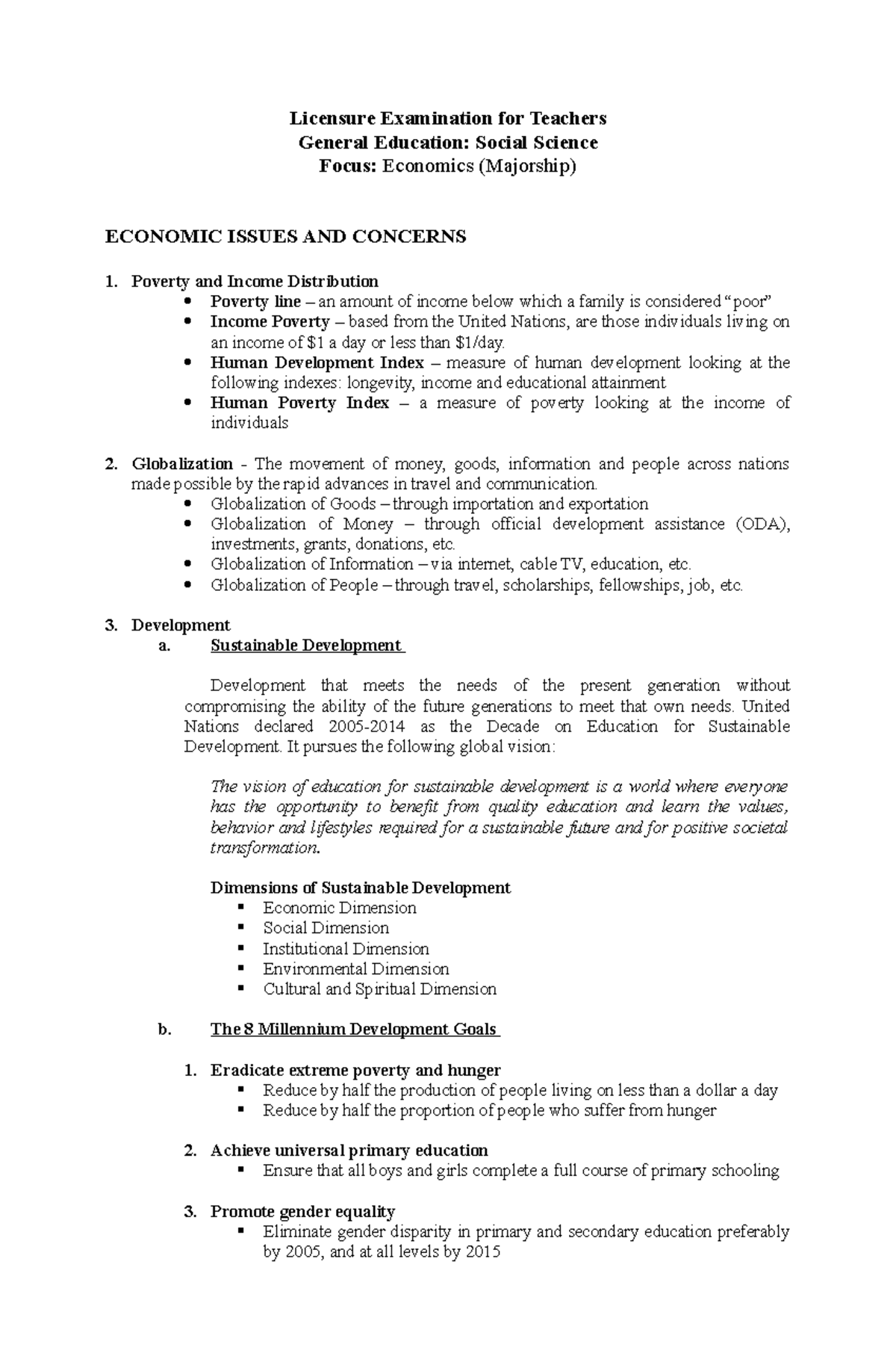 LET-Economics-Majorship - Licensure Examination for Teachers General ...