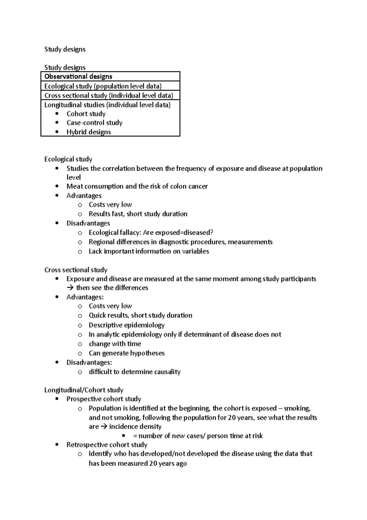 4. Study designs - Practice Documents - Study designs Study designs ...