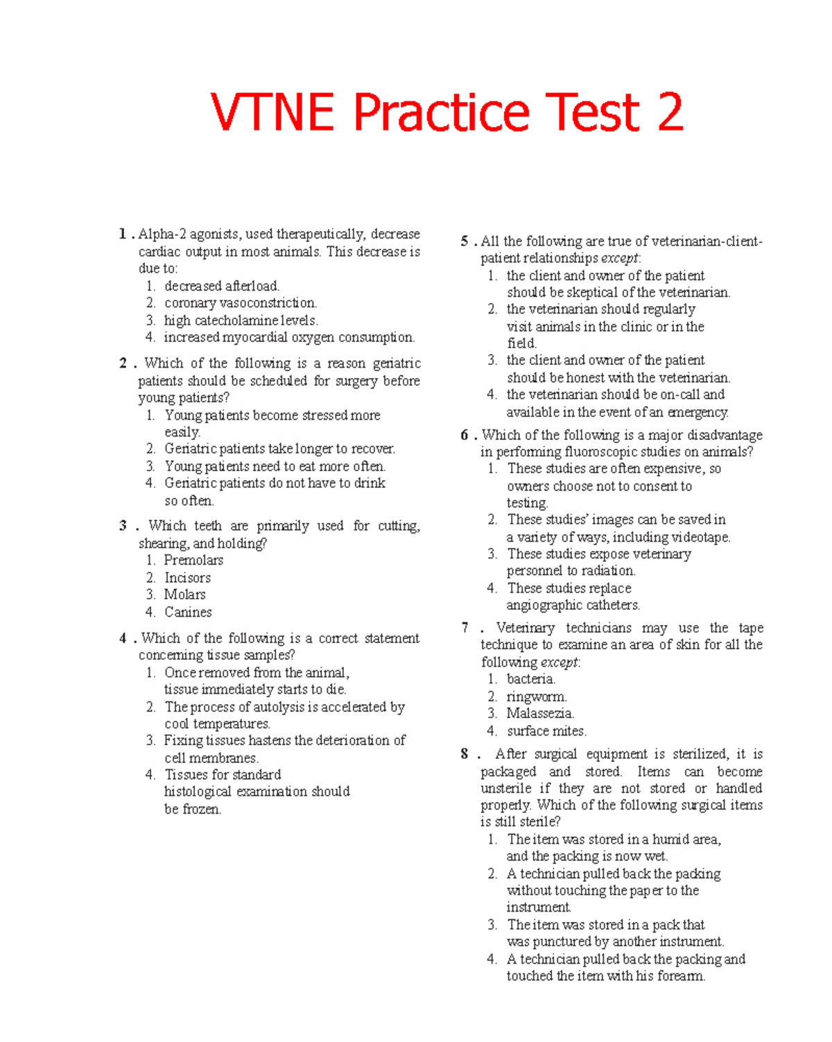 Ch11 VTNE-Test-02 - /VTNE-Veterinary-Science - VTNE Practice Test 2 ...