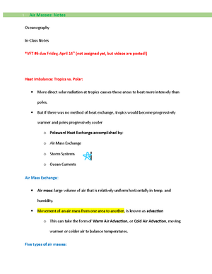 Exam 3 - Study guide for exam 3 of oceanography. - Ocean Circulation ...