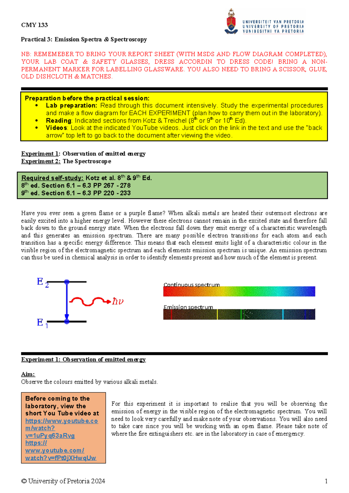 CMY 133 Practical 3 2024 Instruction Sheet - CMY 133 Practical 3 ...