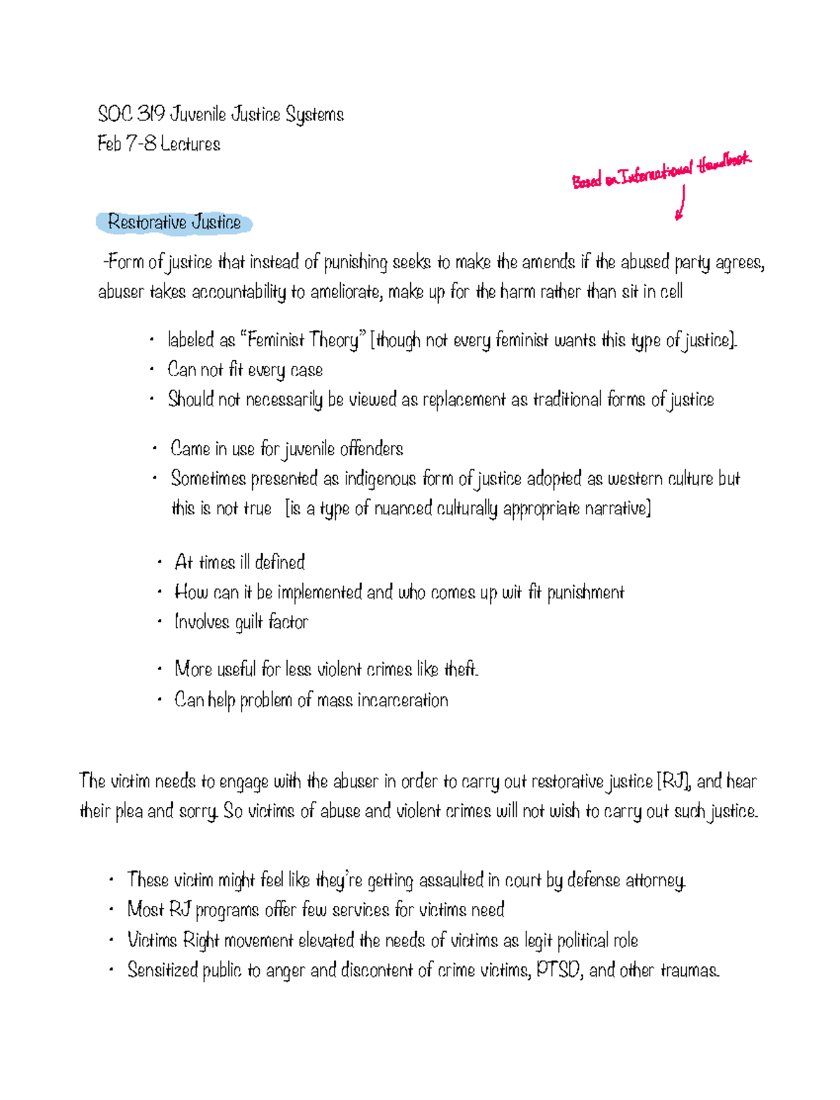 SOC 319 feb 7-8 lectures UB - Basedon International Handbook d SOC 319 ...