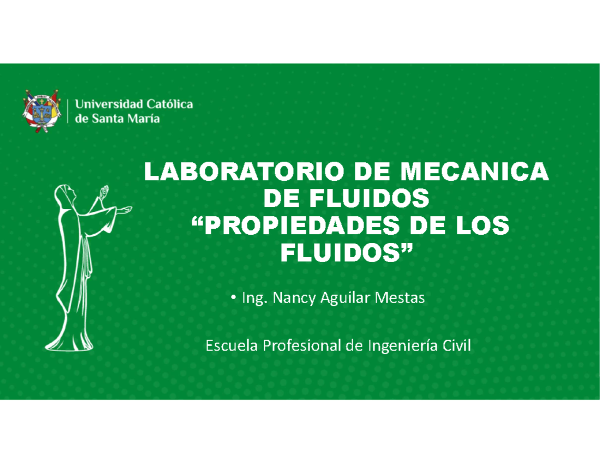 Propiedades DE LOS Fluidos - LABORATORIO DE MECANICA DE FLUIDOS “PROPIEDADES DE LOS FLUIDOS ...