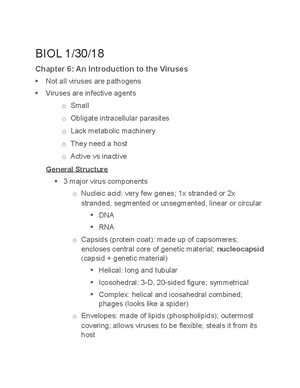 BIOL 103 Chapter 1: The Main Themes of Microbiology - BIOL 103 1/11/17 ...