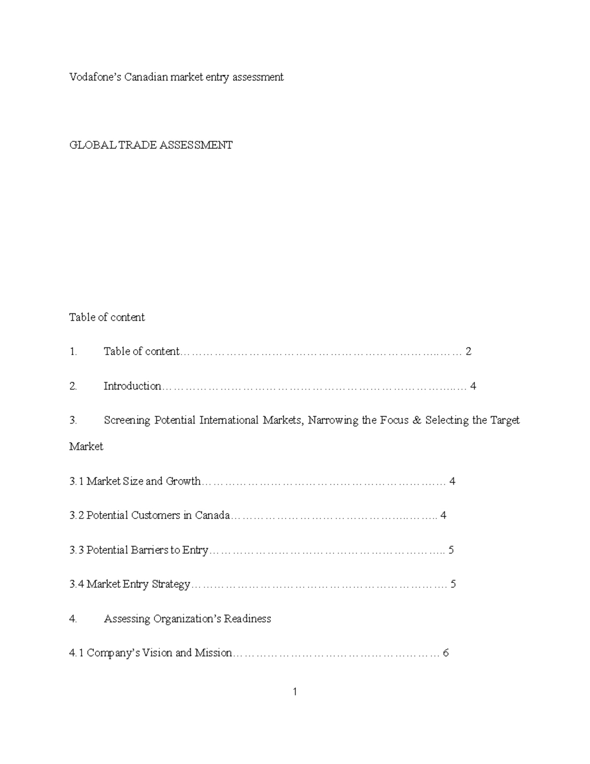 Group 2 - Vodafone’s complete work - Vodafone’s Canadian market entry ...