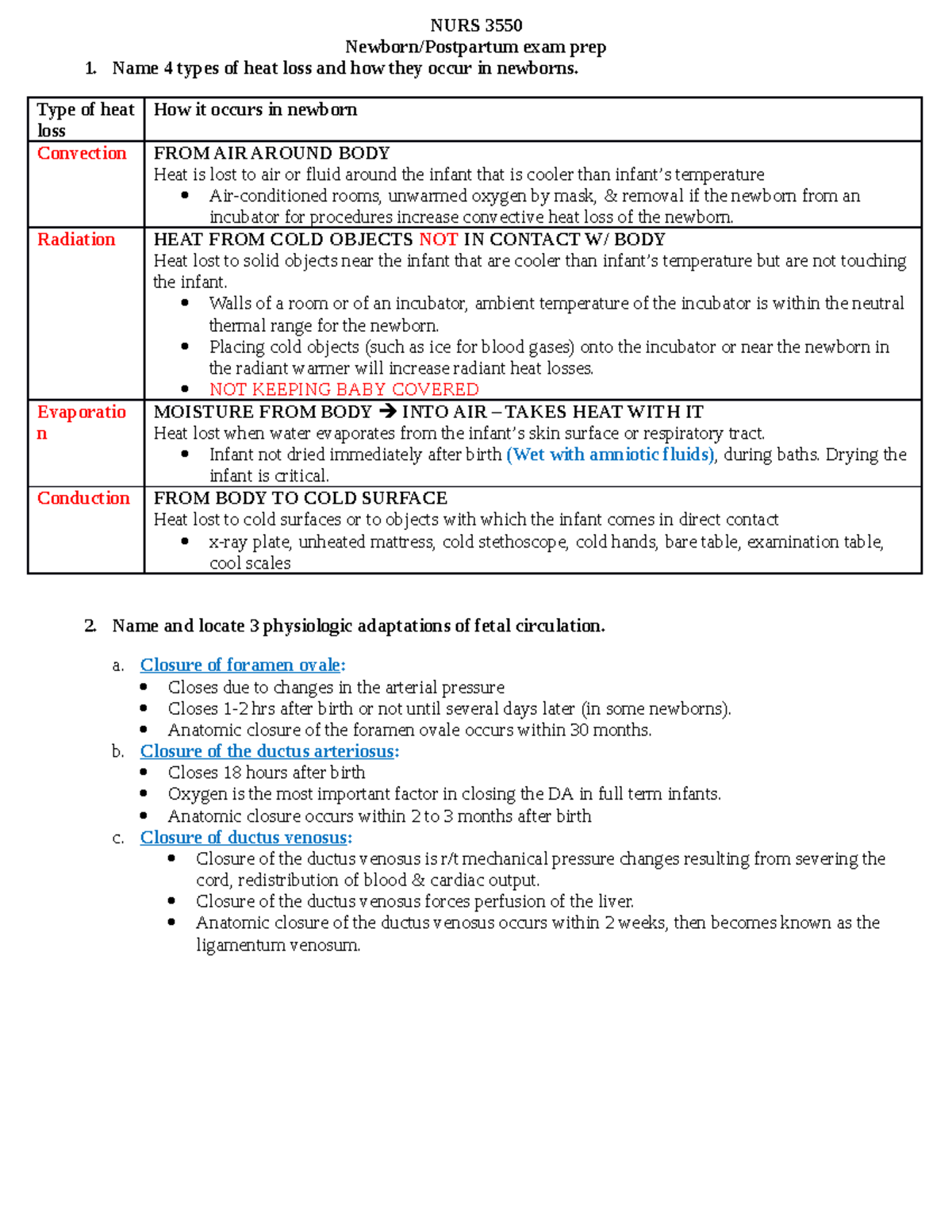 OB Exam 3 preparation assignment - NURS 3550 **Newborn/Postpartum exam ...