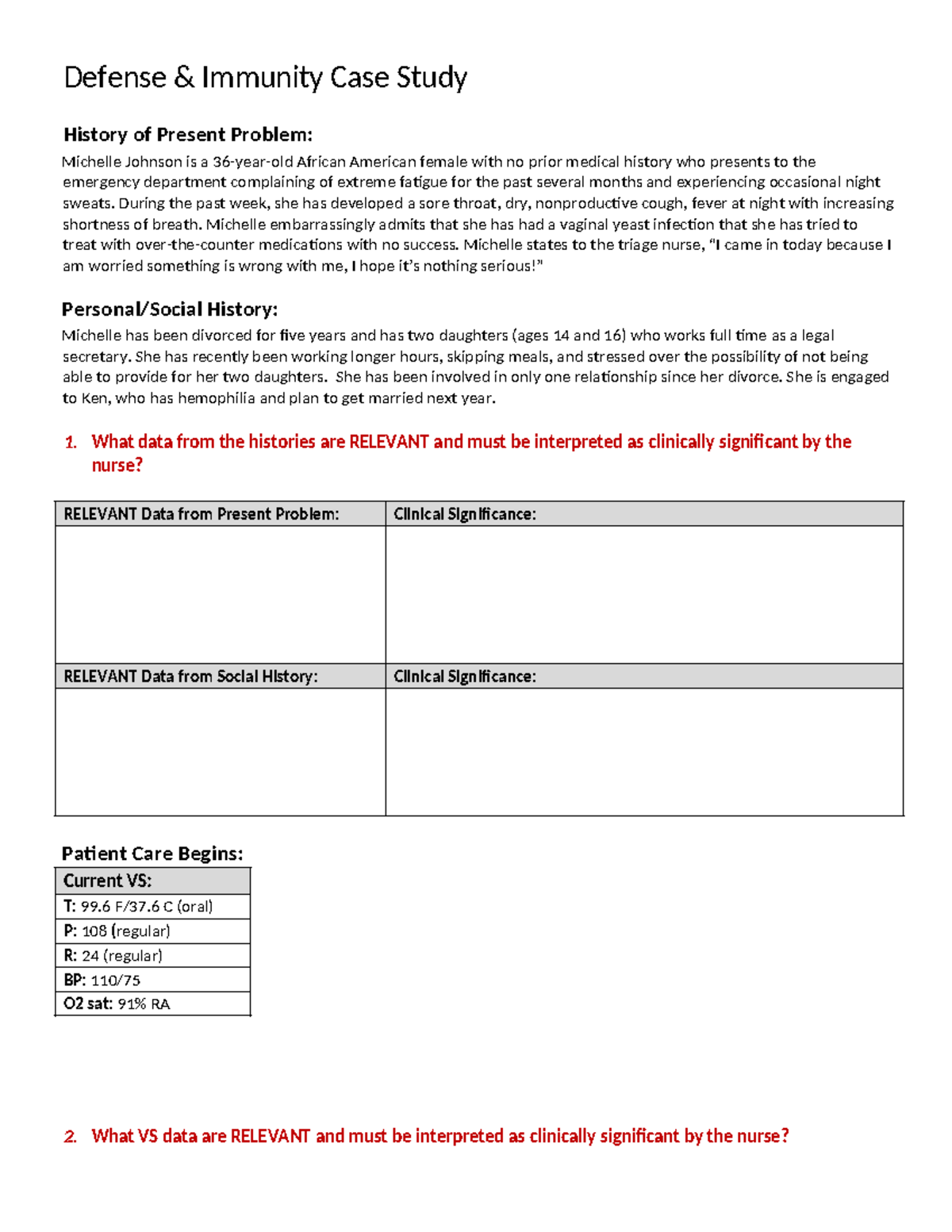 M03L3-3 HIV AIDS Unfolding Case Study - Defense & Immunity Case Study ...