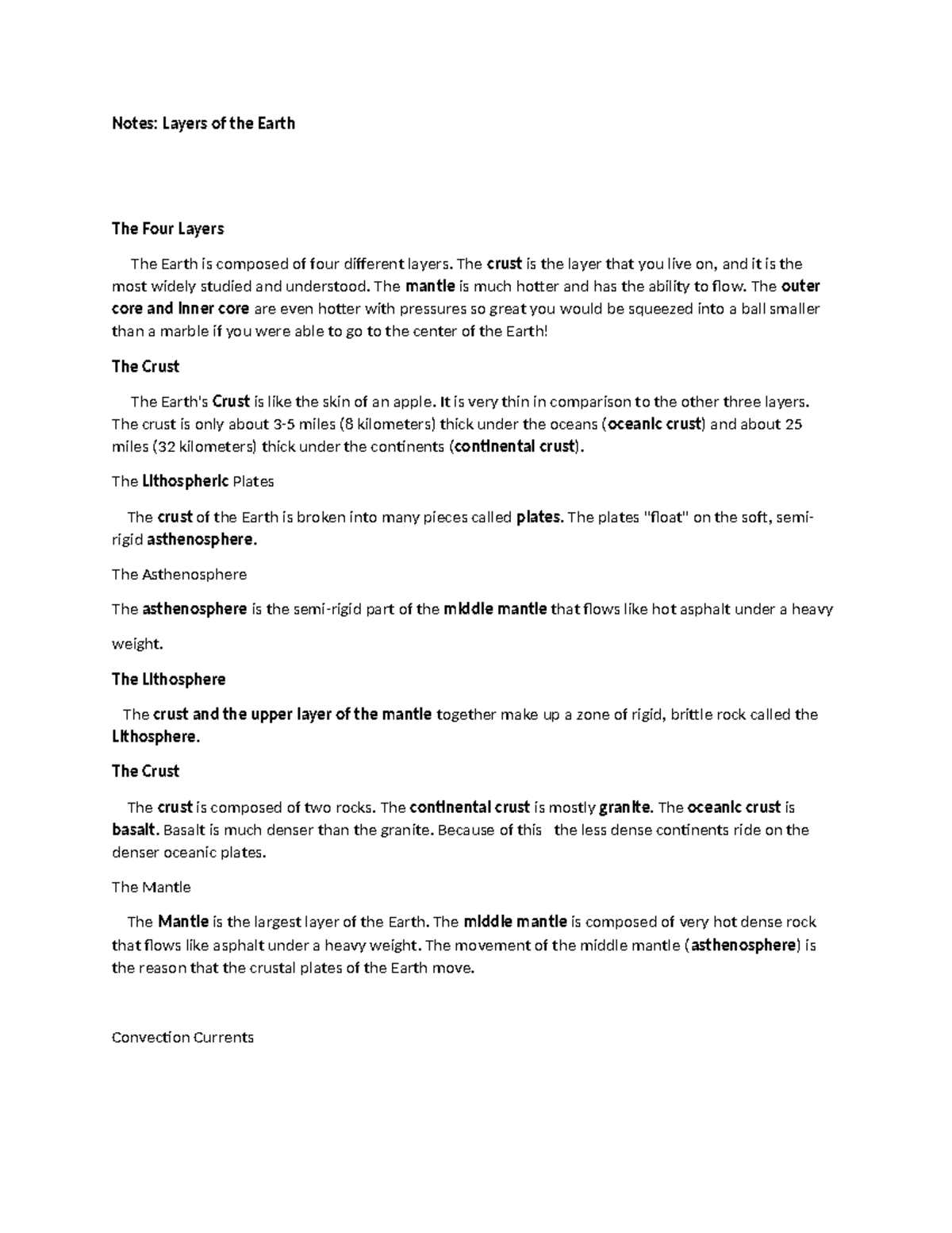 Layers of the Earth PPT Notes 2021 - Notes: Layers of the Earth The ...