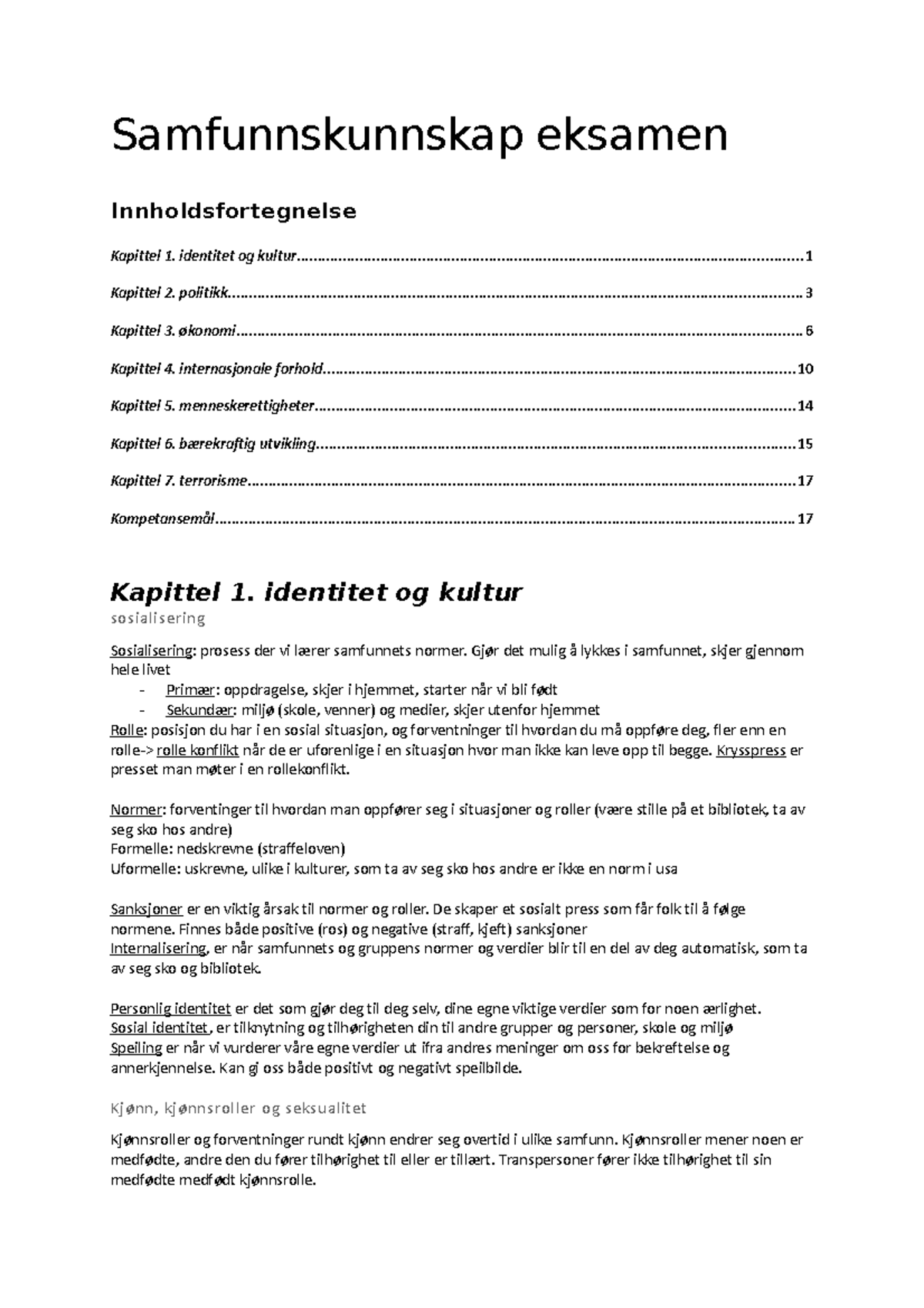 Samfunnskunskap pensum - Samfunnskunnskap eksamen Innholdsfortegnelse Kapittel 1. identitet og ...