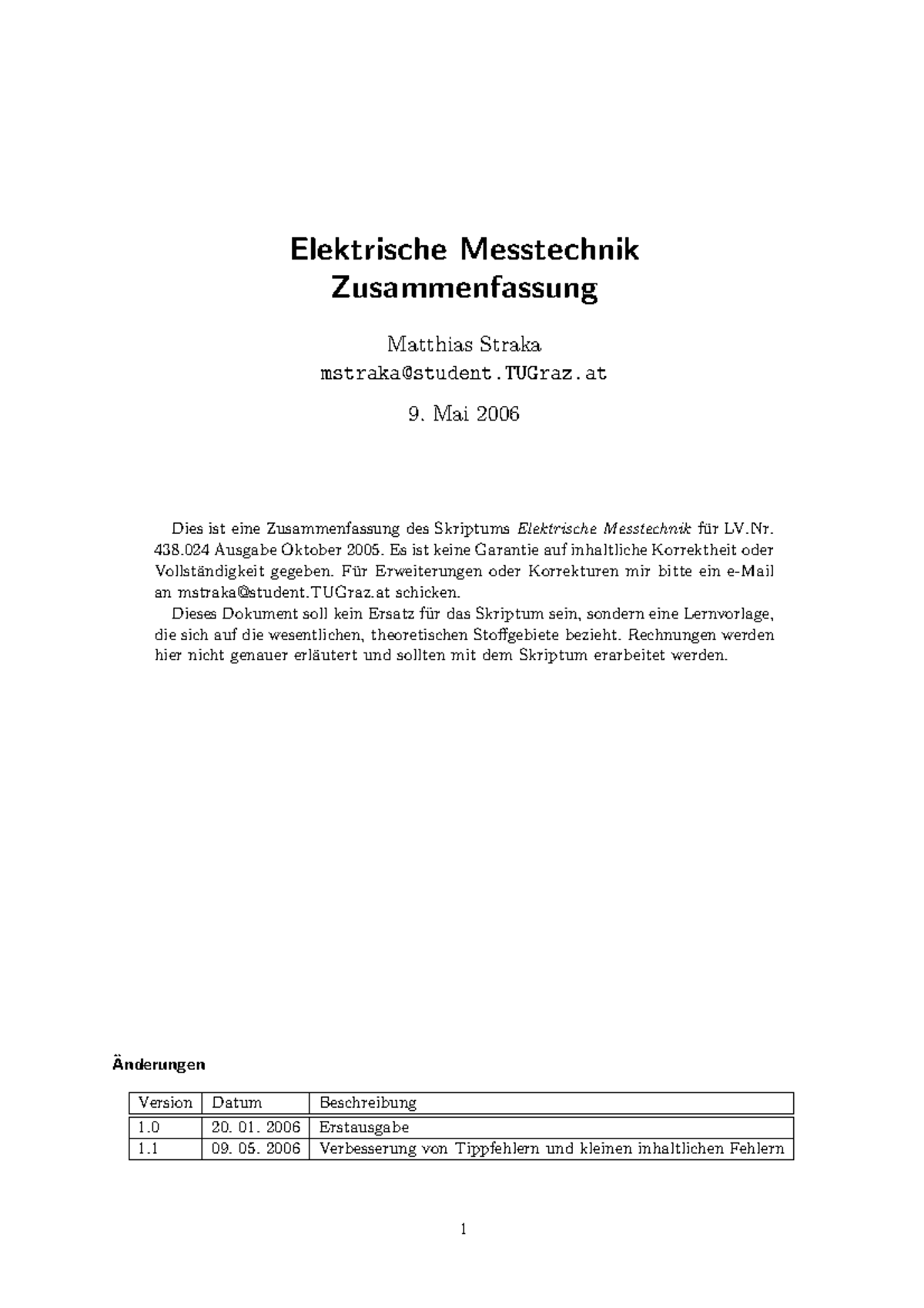 Elektrische Messtechnik Zusammenfassung Teil1 - TU Graz - Studocu