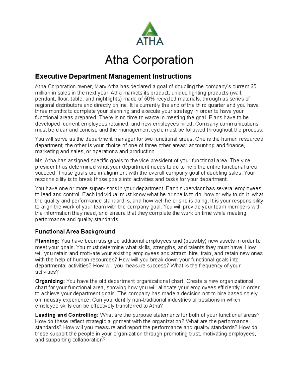 Cf executive department management instructions - Atha Corporation ...