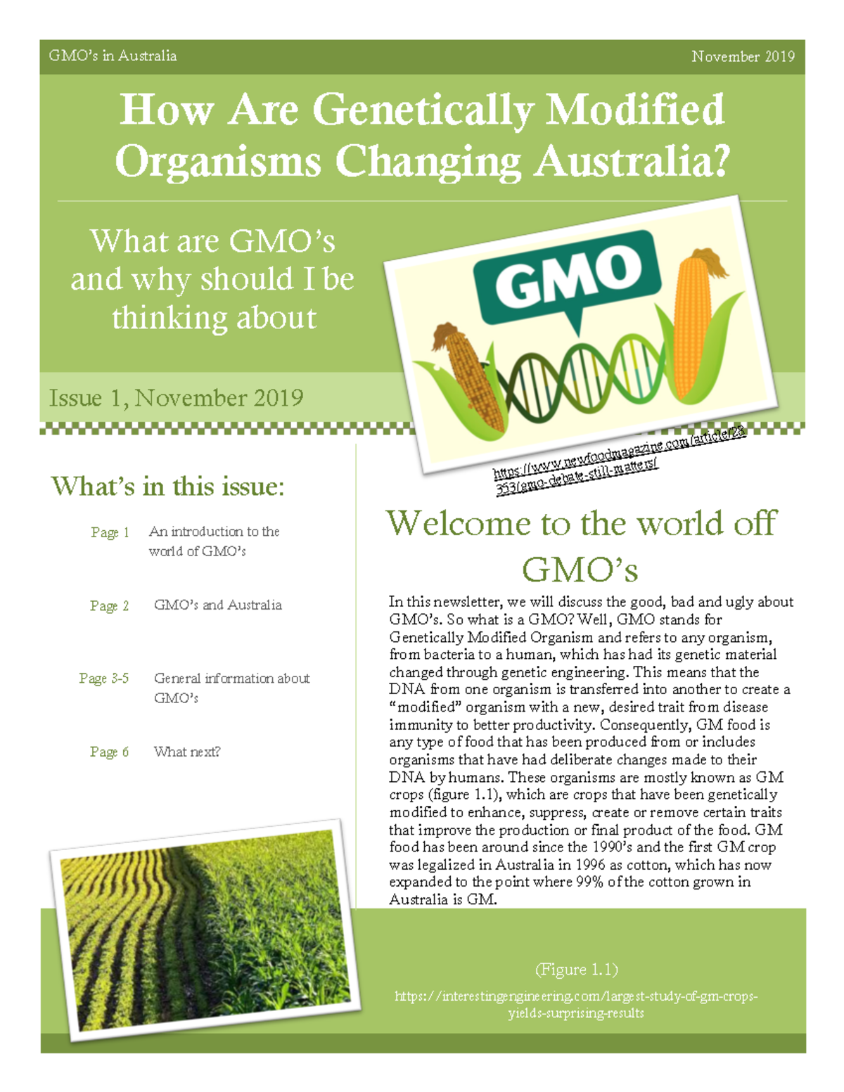 Unit 2 AOS3 - Exemplar - GMO’s in Australia November 2019 How Are ...