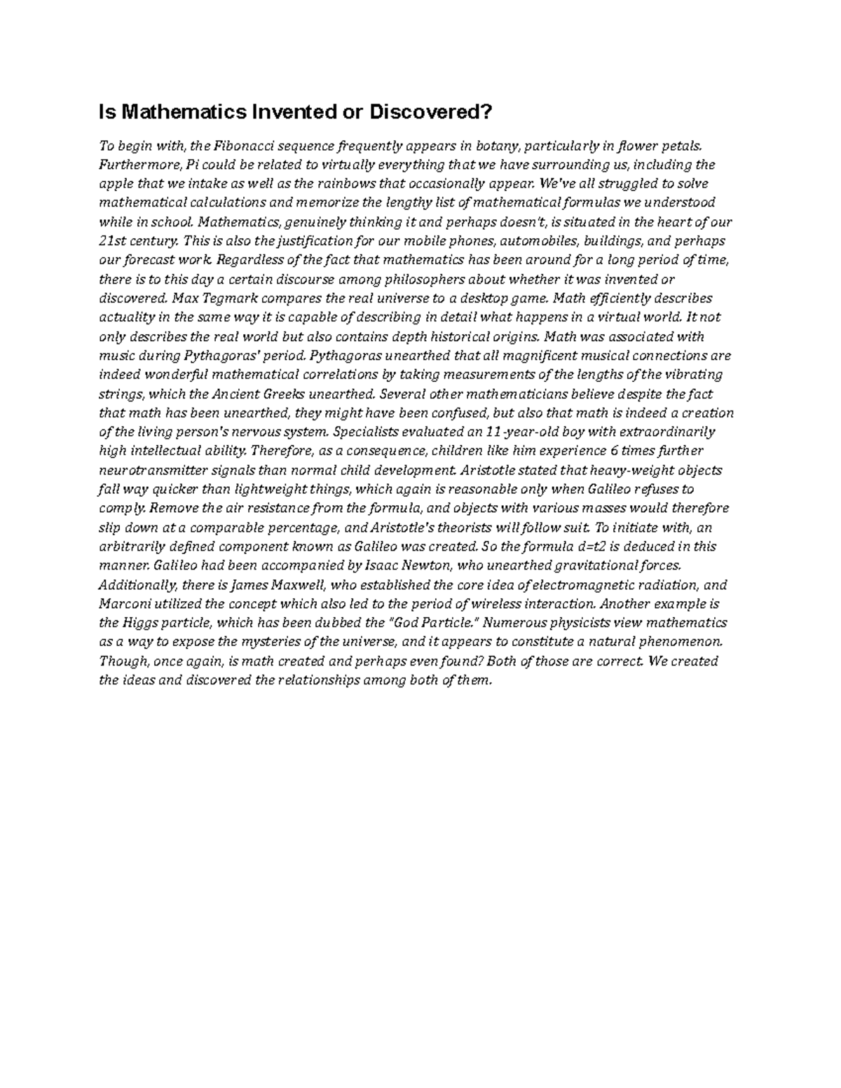 Is Mathematics Invented or Discovered - Furthermore, Pi could be ...