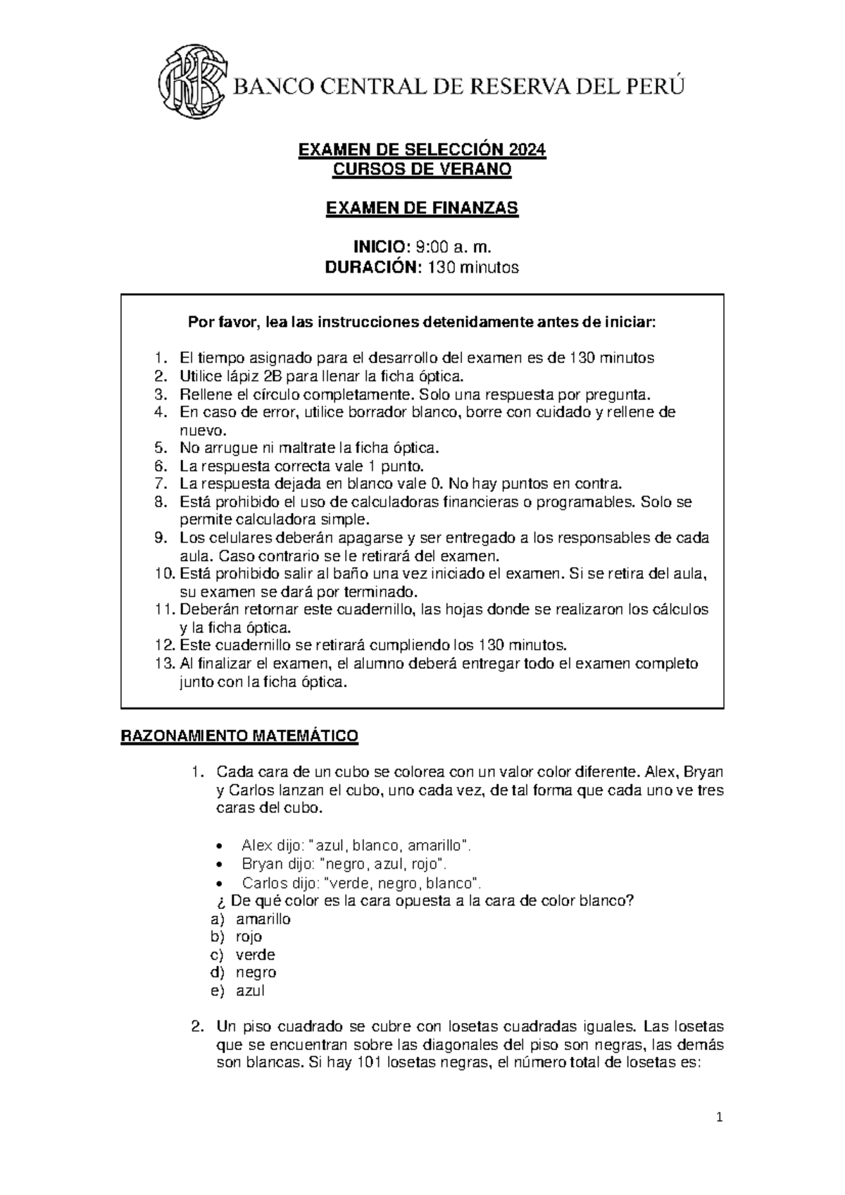 Ceu-examen-2024 - adsad - EXAMEN DE SELECCIÓN 2024 CURSOS DE VERANO ...