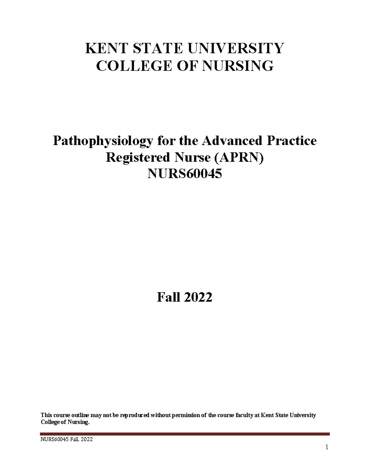 Pathophysiology Fall 2022 Syllabus Final -1 - This course outline may ...