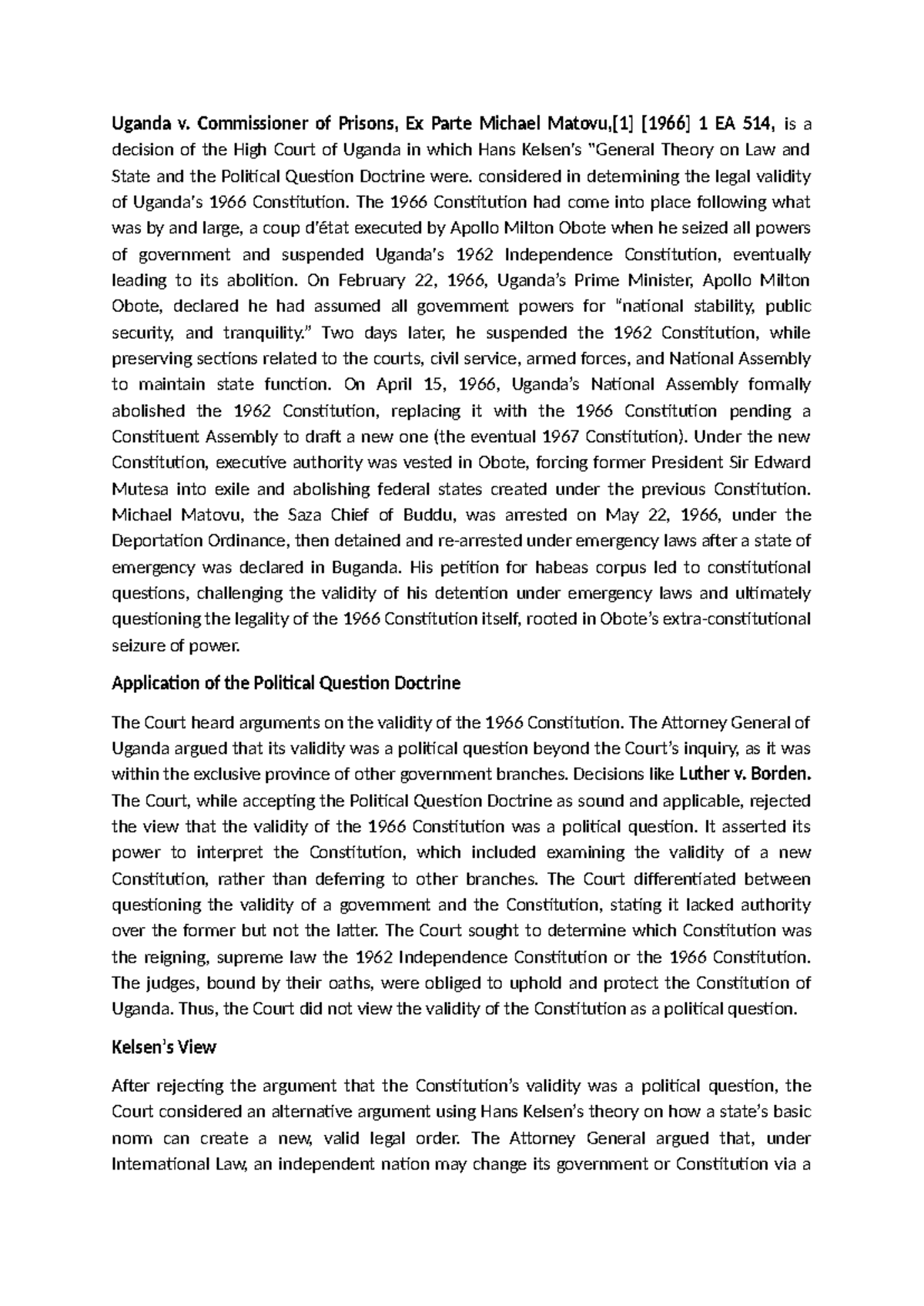 Exparte - Good - Uganda v. Commissioner of Prisons, Ex Parte Michael ...