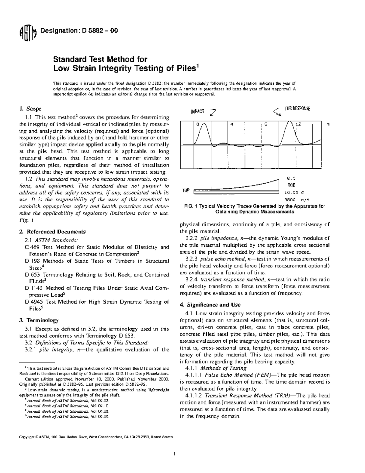 ASTM D 5882-00 método sónico PIT - Designation: D 5882 – 00 Standard ...