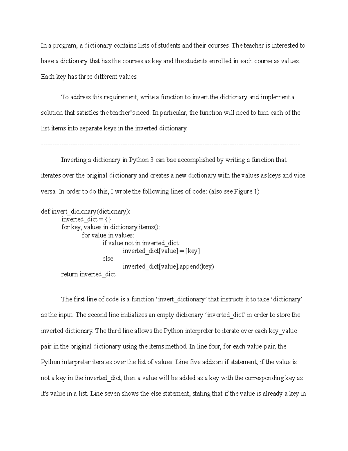 CS1101-01 Week 7 Assignment - In a program, a dictionary contains lists of students and their ...