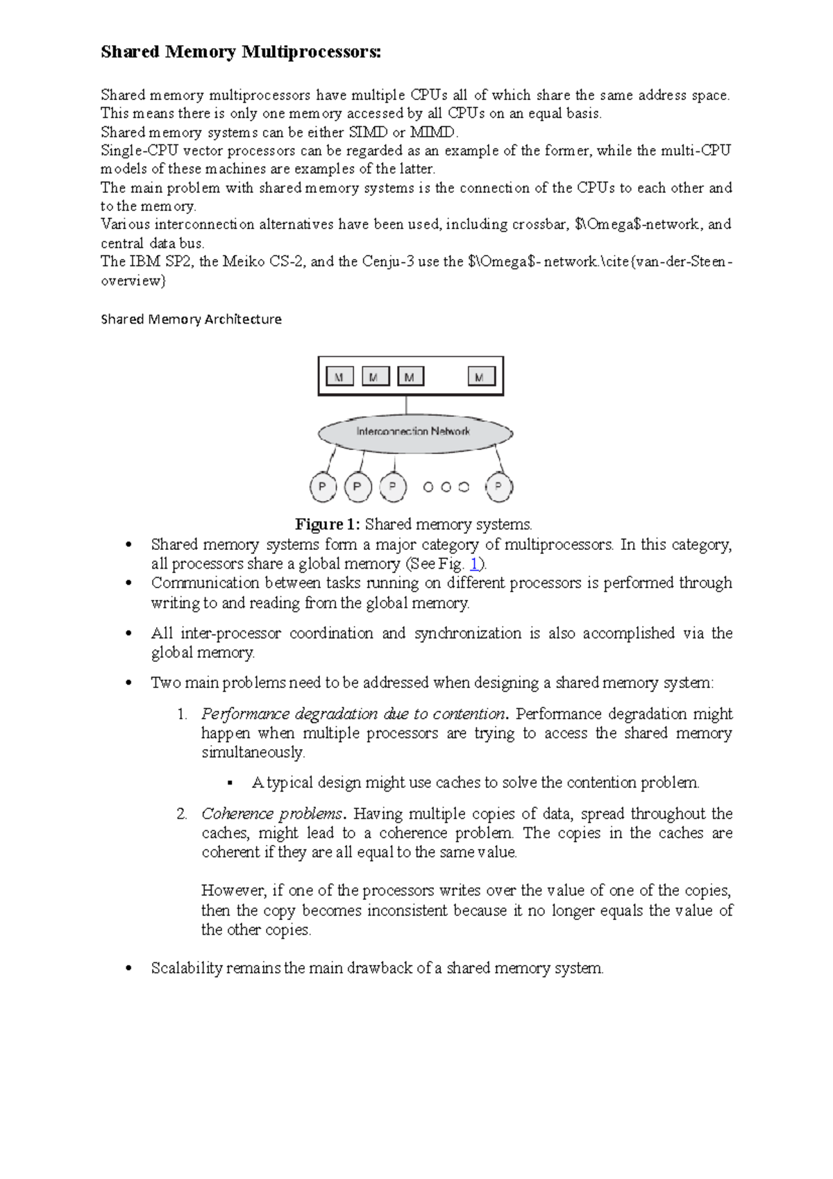 Classification Shared Memory Systems - Shared Memory Multiprocessors: Shared memory ...