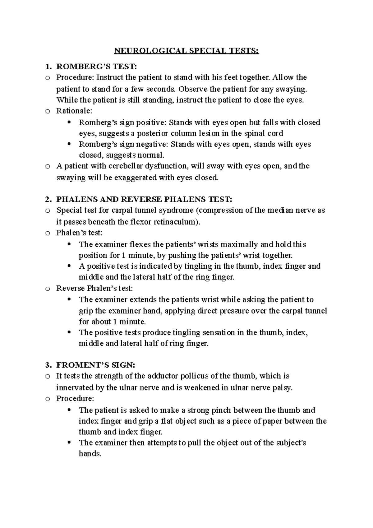 special tests used in the evaluation of neurological conditions ...