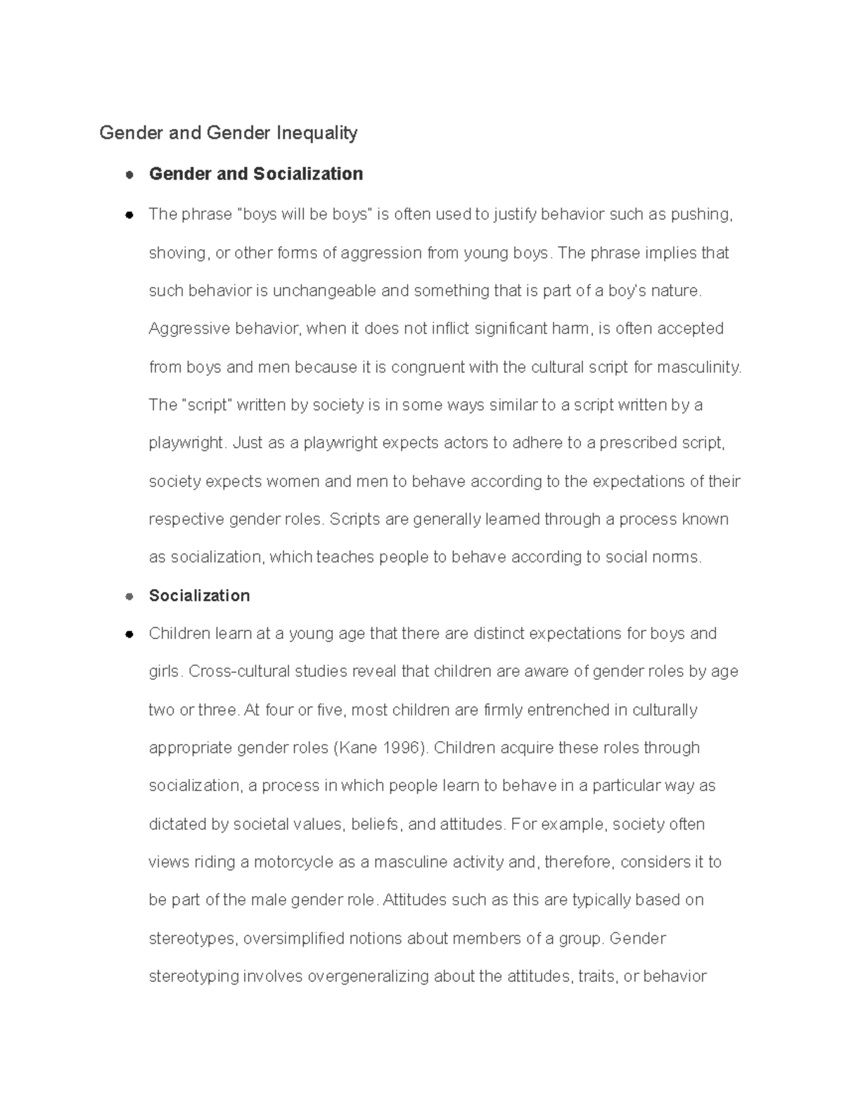 SOCI- Gender and Gender Inequality - Gender and Gender Inequality ...